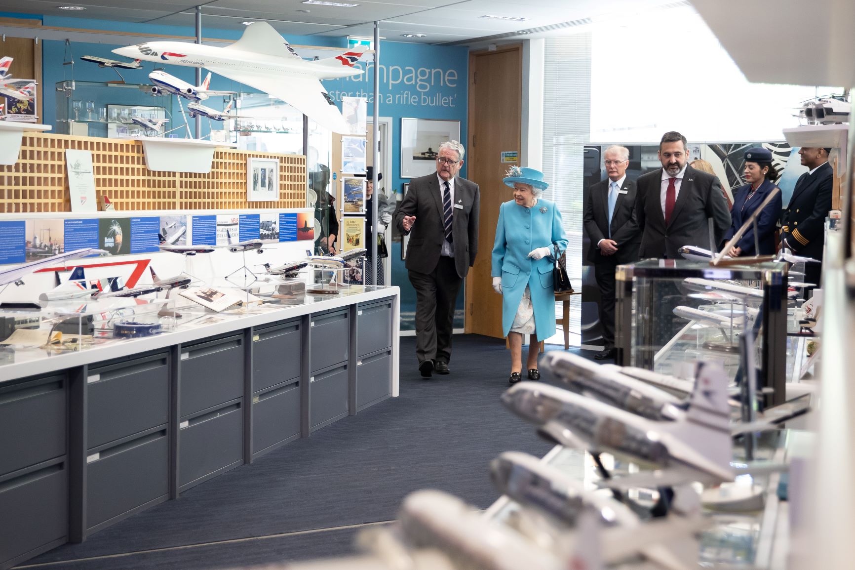 Her Majesty The Queen visits British Airways’ headquarters to mark the ...