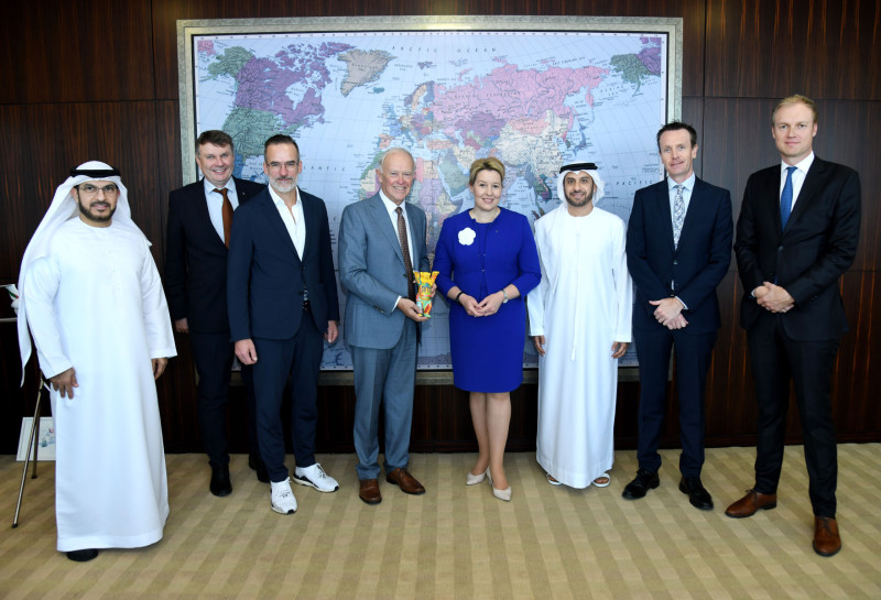 Emirates' President Sir Tim Clark and Franziska Giffey, Mayor of Berlin ...